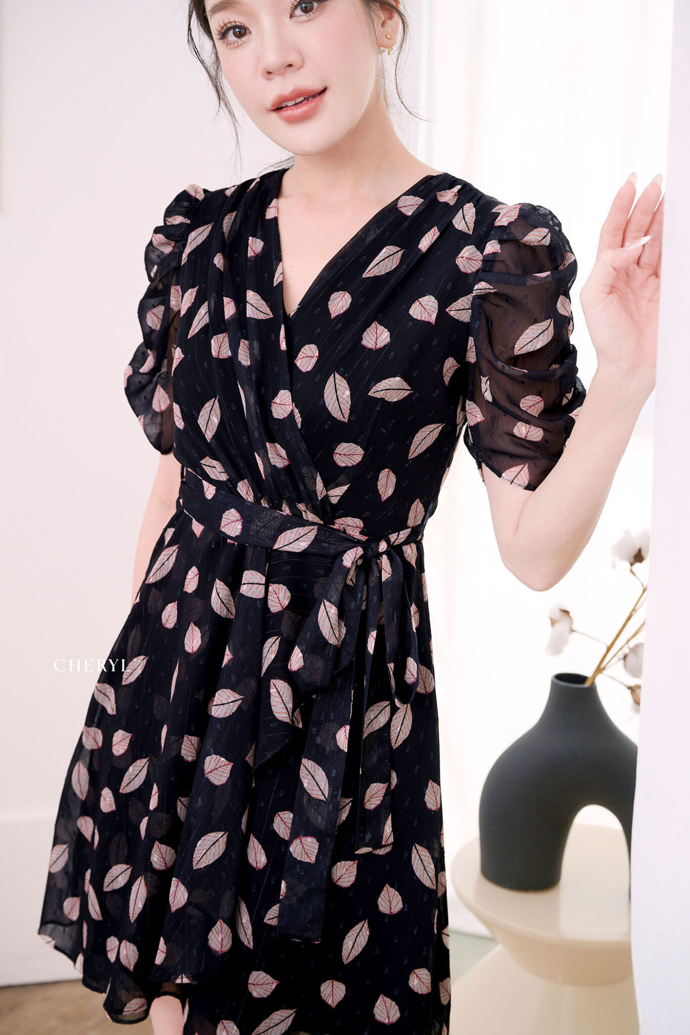 Kimora Dress in Black Autumn Leaf ** LAST LOT ** - Cheryl